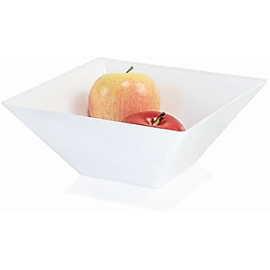 Red Co. 8.5” x 8.5” Square 2 Quart Reusable Tapered Fruit  Serving Bowl, Set of 4 - White