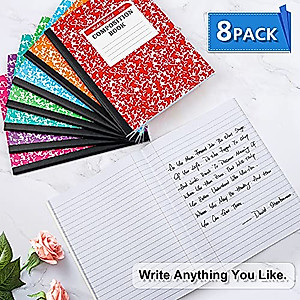feela Composition Notebook, 8 Pack 8 Pastel Colors Wide Ruled Composition Books Bulk, Marble Cover Notepad Lined Cute Journal Notebooks for School Supplies Notes Taking Writing, 9.75 X 7.5 in