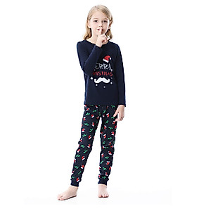 VENTELAN Family Matching Christmas Pajamas Set Holiday Santa Claus Sleepwear Cotton PJS Set for Couples and Kids