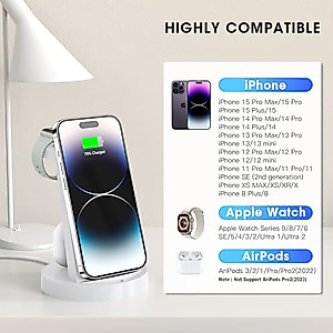3 in 1 Charging Station for iPhone - Wireless Charger for Apple Products Multiple Devices - Charging Dock Stand for AirPods (for iPhone 15 14 13 pro 12 11 X Max)