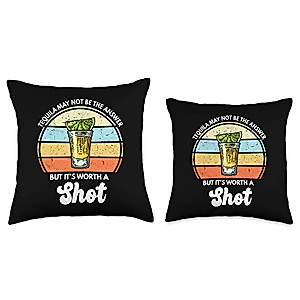 Funny Tequila Drinking Gifts by Moxio Tequila May Not Be The Answer But It's Worth A Shot Throw Pillow, 16x16, Multicolor