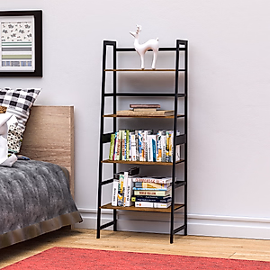WTZ Bookshelf Book Shelf, Bookcase Storage Shelves Book case, Ladder Shelf for Bedroom, Living Room, Office MC-801(Brown)