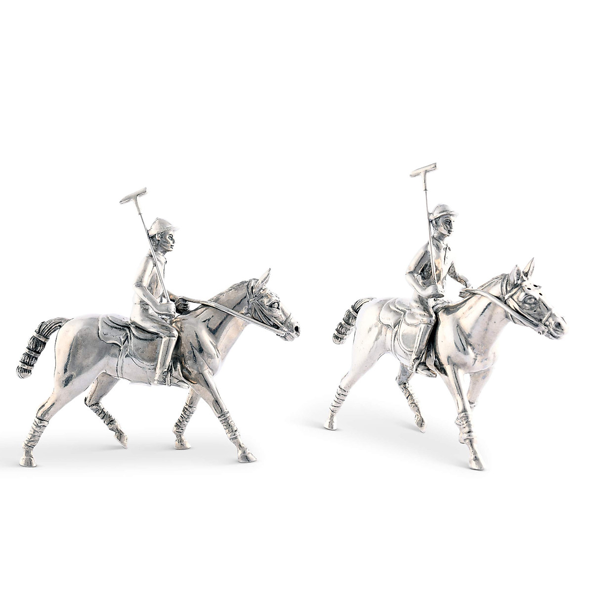 Vagabond House Pewter Polo Horse Player Salt & Pepper Shakers Set 5.75 inch Tall