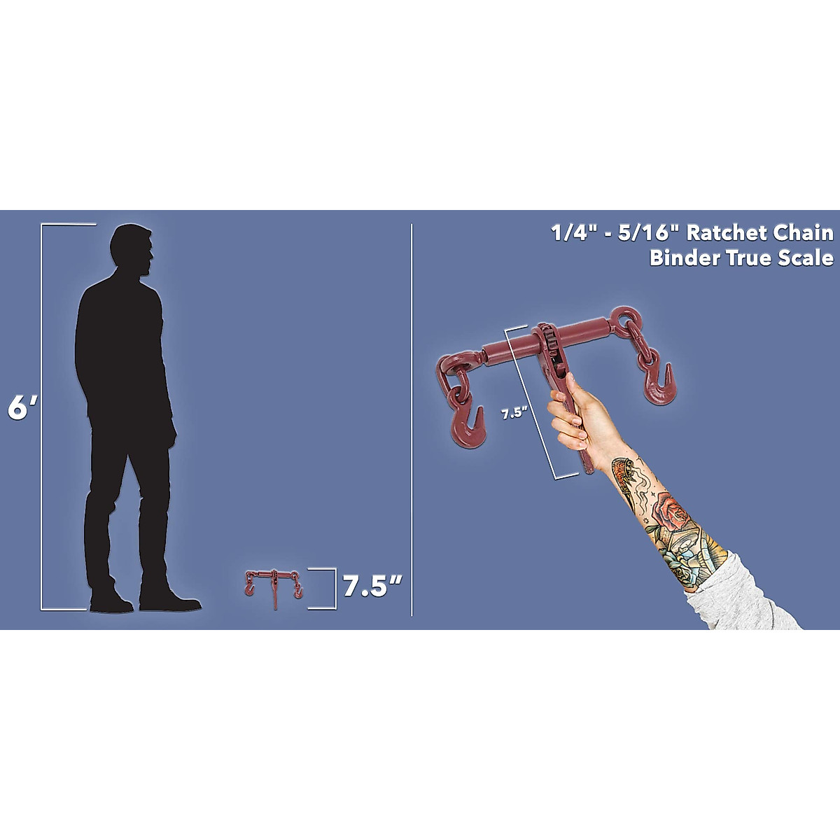 Mytee Products (2 Pack) Ratchet Chain Binder 1/4" - 5/16" Chain Binders Tie Down Hauling Red