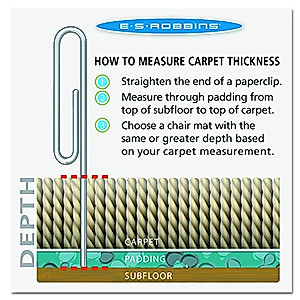 ES Robbins EverLife AnchorBar 45-Inch by 53-Inch Vinyl Chair Mat with Lip for Medium Pile Carpet, Clear