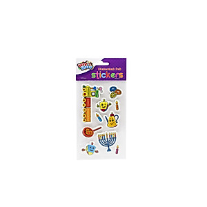 Izzy 'n' Dizzy Hanukkah Felt Stickers - Dreidels, Menorahs, Donuts and More - Chanukah Stationary, Arts and Crafts - Gifts and Games