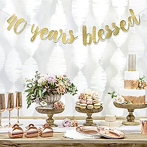 40 Years Blessed Banner - 40th Birthday Banner,40th Birthday Banner Party Decorations,40th Anniversary Banner,40 Birthday Banner Sign