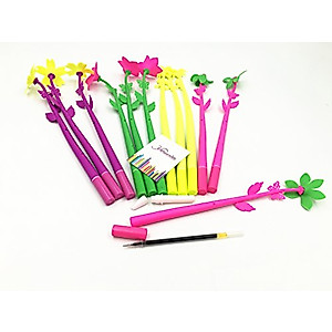 Yansanido Fluent Writting Pen, 12 Pcs 0.5 mm Black Ink Flower Shape Rolling Ball Cute Gel Ink Pen for Student and School Office Supplies (flower)