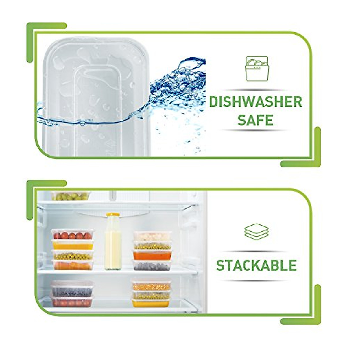PrepNaturals Food Storage Containers with Lids - Plastic Containers with Lids (50 Pack,17 Ounce)