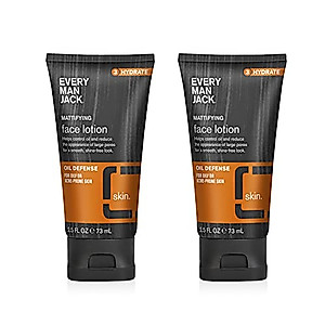 Every Man Jack Activated Charcoal Oil Defense Face Lotion for Men - Moisturize, Hydrate, and Soothe Skin with Activated Charcoal, Shea Butter, Aloe + Vitamin E - 2.5 oz Mens Face Lotion - 2 pack