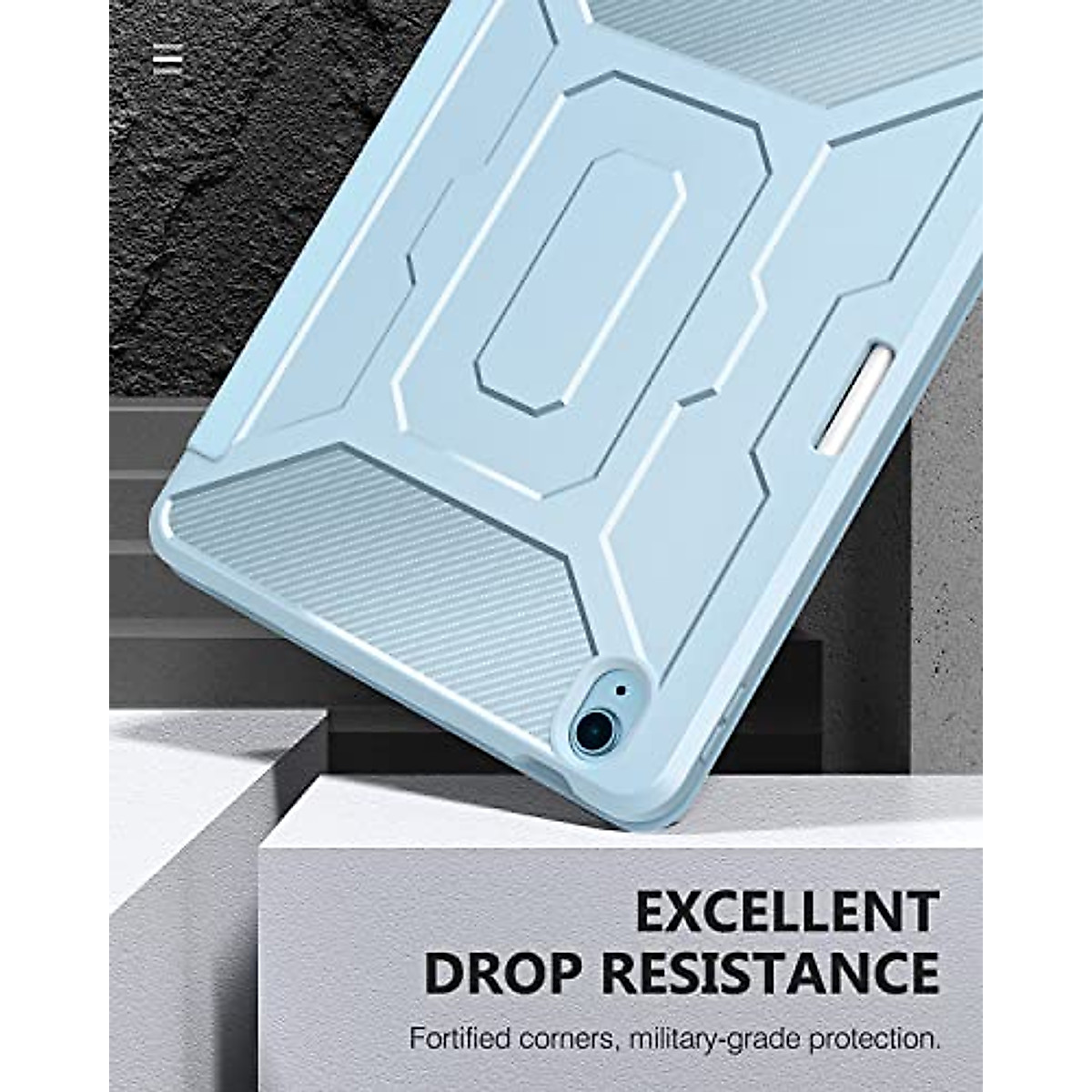 MoKo Case Fit iPad Air 5th/4th Generation 10.9 2022/2020, [Support Touch ID] [Built-in Screen Protector] Full-Body Shockproof Case Smart Shell Stand Cover with Auto Sleep/Wake & Pencil Holder,Sky Blue