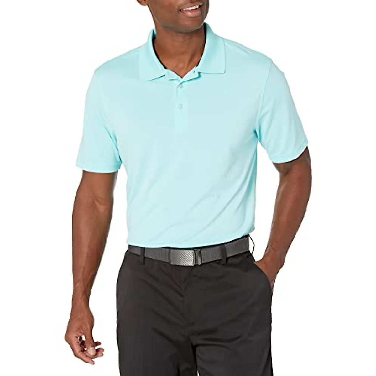 Amazon Essentials Men's Regular-Fit Quick-Dry Golf Polo Shirt (Available in Big & Tall), Aqua Blue, Medium