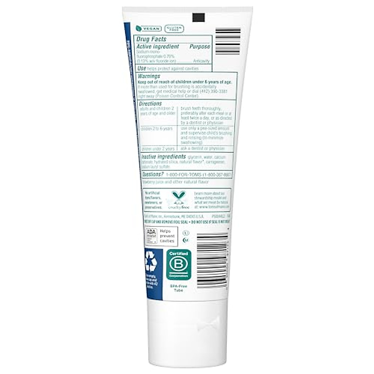 Tom's of Maine ADA Approved Fluoride Children's Toothpaste, Natural Toothpaste, Dye Free, No Artificial Preservatives, Silly Strawberry, 5.1 oz. 3-Pack (Packaging May Vary)