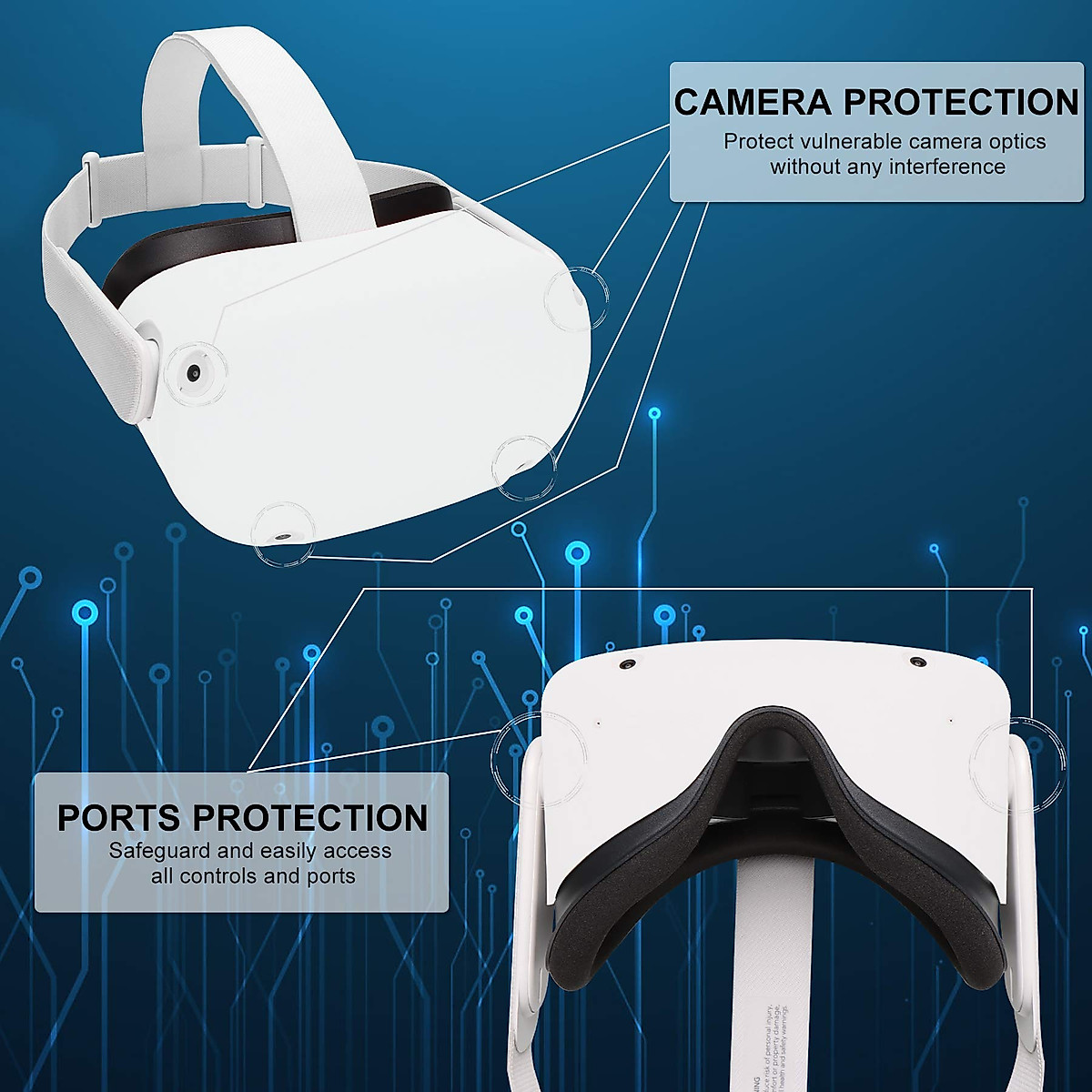 X-super Home Silicone Covers Sets 3pcs for Oculus Quest 2 - Face Cover Mask - Lens Cover Caps - Soft VR Shell Case Protected All Headset Body for Q2 (White)