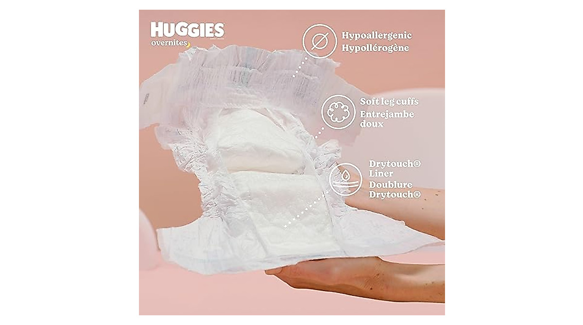 HUGGIES Nighttime Baby Diapers Overnites Size 3 | Up to 12 Hours Leak ...