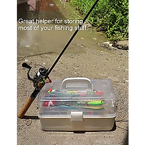 Avlcoaky Tackle Box Large 3 Layers Plastic Portable Storage Box Fishing White Tackle Box Organizer Art Craft Tool Box
