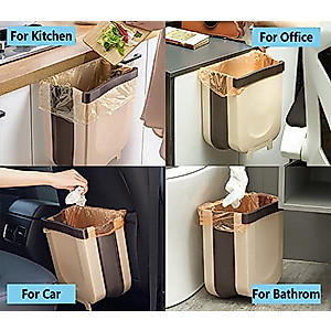 Weudes Hanging Kitchen Trash Can,Collapsible Small Garbage Can for Kitchen,Foldable Compost Bin with Trash Bag Holder for Cabinet Door/Car/Office/Bedroom/Bathroom/RV Traveling.