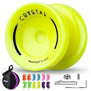 MAGICYOYO K2 Yoyo for Kids, Responsive Yoyo Professional Plastic Yoyo Ball, Unresponsive Yoyo for Adults with Concave Bearing, 12 Yoyo Strings, Bearing Puller, Yo-yo Case (Yellow)