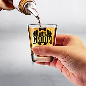 shop4ever The Groom and Groomsman Tuxedo Glass Shot Glasses Wedding Bachelor Party Shot Glasses (12 Pk, Groomsman Tux)