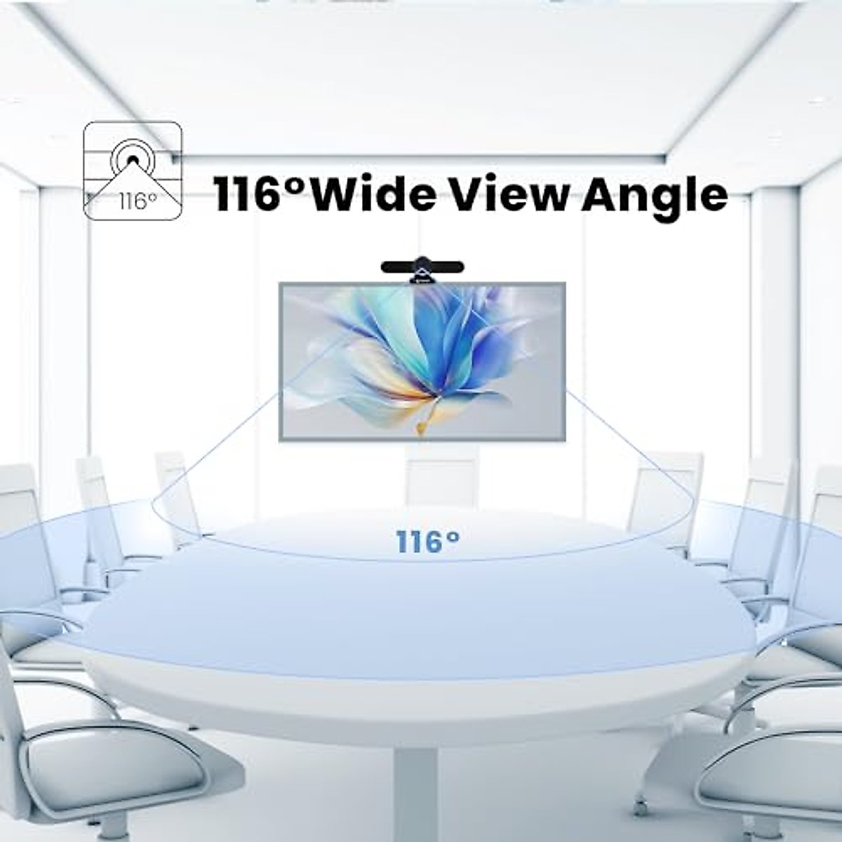 TONGVEO Wide Angle Webcam with Microphone and Speaker, Conference Room USB 1080P 60fps Web Camera for Smart TV Computer Video Call Streaming Meeting, Works for Microsoft Teams, Zoom, PC