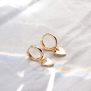 VACRONA Gold Heart Hoop Earrings Huggie Earrings for Women 14k Gold Plated Small Hoops Earrings