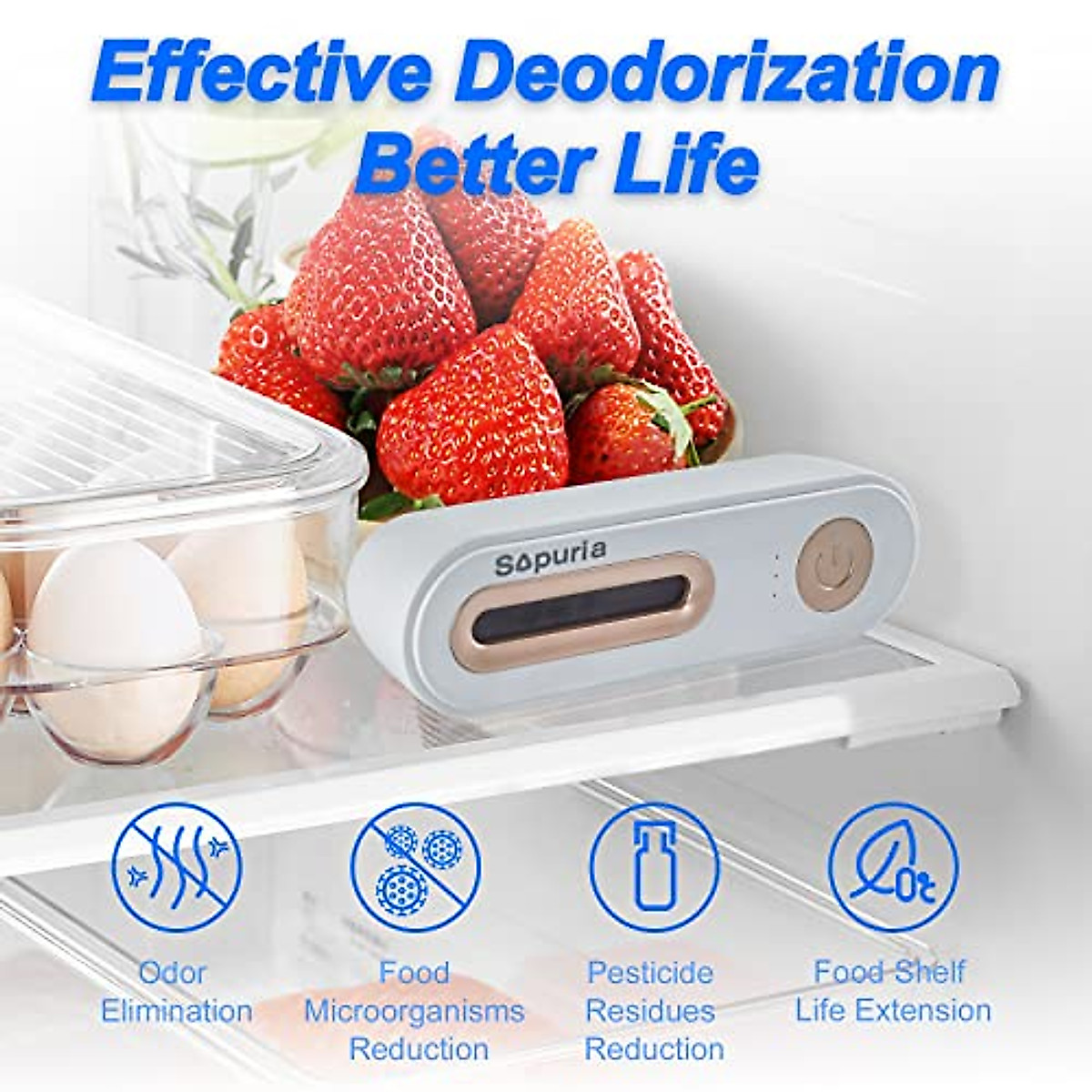 SOPURIA Fridge Deodorizer Portable Refrigerator Freshener Mini Odor Eliminator for Refrigerators, Closets, Toilets, Car, Pet Home and Small Confined Spaces