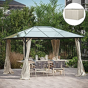 Outsunny 10' x 12' Gazebo Sidewall Set with 4 Panels, Hooks/C-Rings Included for Pergolas & Cabanas, Beige