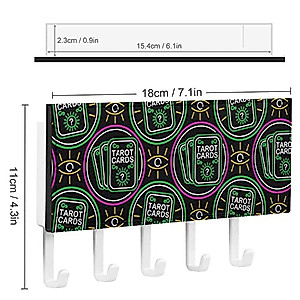 Neon Tarot Pattern Wall Mounted Key Holder Hooks Organizer Rack Hanging for Home Hallway Entryway Decorative