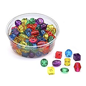 Big Plastic Translucent Beads, Assorted Colors, with Lacing Lanyard, Approx. 100 Pc, 68101