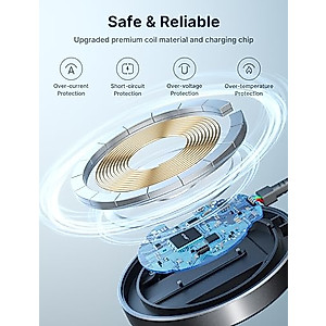 JSAUX Magnetic Wireless Charger 2-Pack Fast Magsafe Charger Compatible with MagSafe Charger, iPhone 15/15plus/15 Pro/15 Pro Max/iPhone 14 Plus/14 Pro Max, iPhone 13 12 Mini Mag Charger Airpods Black