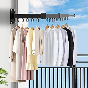 Neilos Clothes Drying Rack, Space Saving Wall Mounted Drying Racks for Laundry, Premium Laundry Room Drying Rack Wall Mounted for Efficient Clothes Air Drying, Wall Mounted (Black)