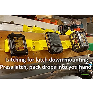 Made by Mitchell 2 Pack D20 5-Slot Battery Rack Compatible with DeWalt 12Vmax 20Vmax and 60V, Wall Mount Latching Storage Rack 20V for DCB205 DCB606 DCB120, USA, 10 Slots Total PN D20x5-WR-2PK