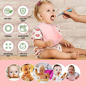 3 Pack Silicone Baby Bib for Babies & Toddlers (6-72 Months), Waterproof, BPA Free, Green Pink and Blue, Easy Wipe Clean