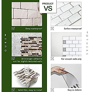 STICKGOO 10-Sheet Peel and Stick Wall Tile, Self-Adhesive Kitchen Backsplash in Sandstone (Thicker Design)
