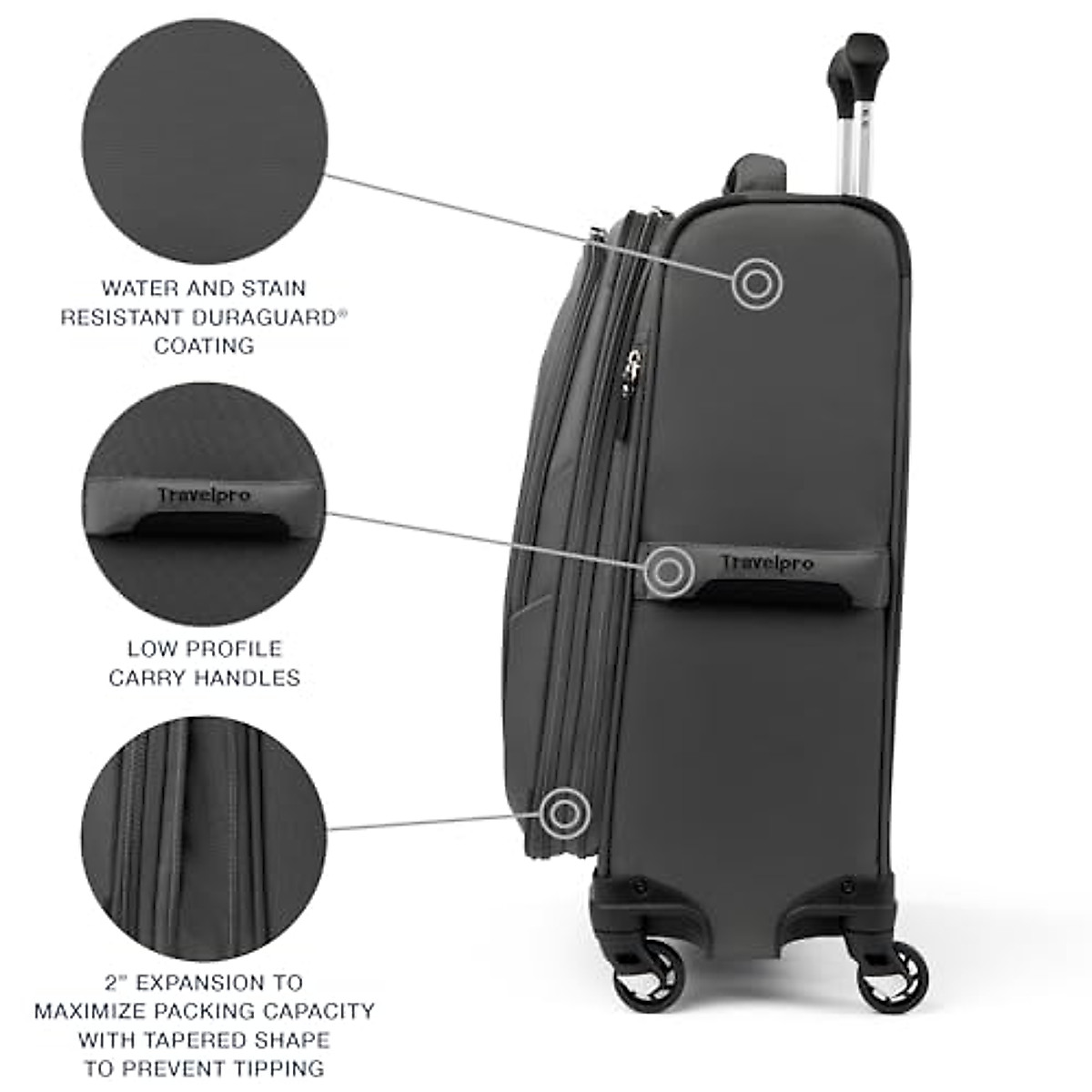 Travelpro Maxlite 5 Softside Expandable Carry on Luggage with 4 Spinner Wheels, Lightweight Suitcase, Men and Women, Shadow Grey, Carry On 21-Inch
