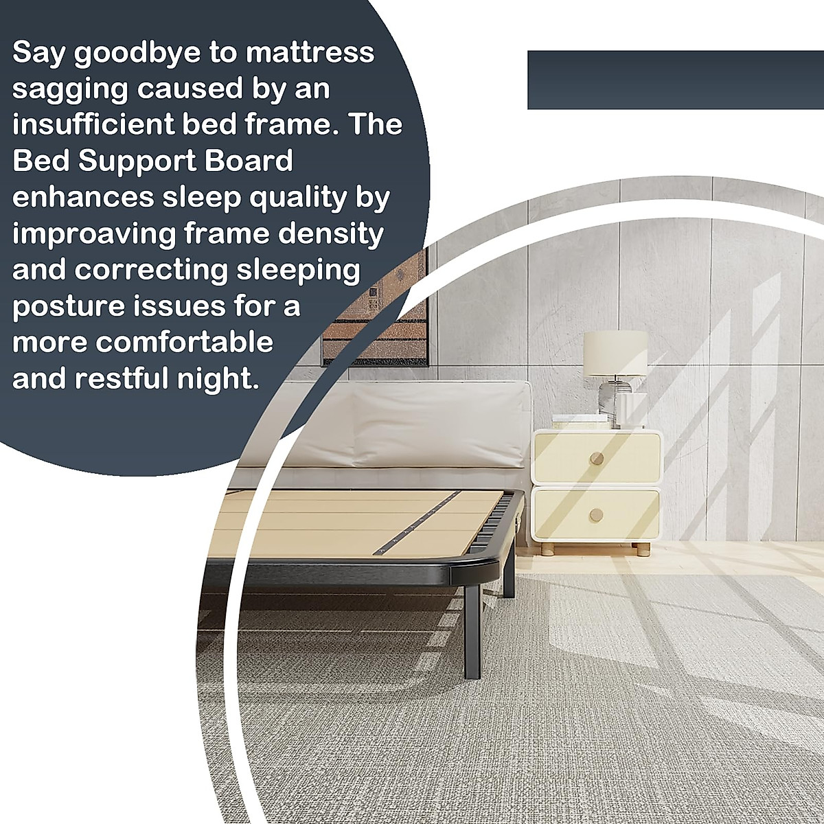 NobleRealm® Foldable Box Spring Full | Full Size Bunkie Board & Bed Support Slats | Bed Board for Mattress Support | Easy Setup, Noise Minimizing, Moisture Resistant (48 x 60 Full Size)