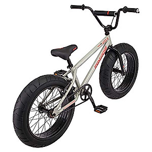 Mongoose Argus MX Kids Fat Tire Mountain Bike, 20-Inch Wheels, 4.25-Inch Wide Tires, High-Ten Steel Frame, Single Speed, Tan