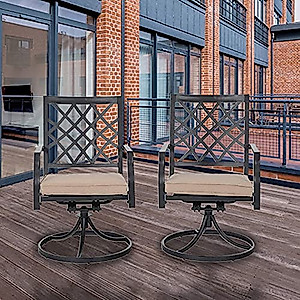 PHI VILLA Swivel Patio Chairs Set of 2 Outdoor Dining Rocker Chair Support 300 lbs for Garden Backyard Bistro Furniture Set with Cushion, Black