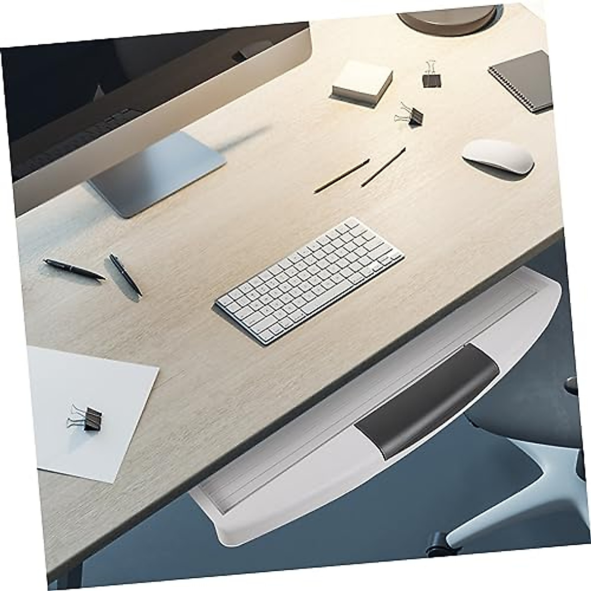 DOITOOL 1 Set Desk Tray Plastic Trays Office Desk Accessories Keyboard Tray Drawer Keyboard Slide Out Tray Keyboard Stand Keyboard Shelf Under Desk Sliding Bracket Computer Desk abs