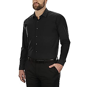 Kenneth Cole Unlisted Men's Dress Shirt Big and Tall Solid , Black, 17" Neck 37"-38" Sleeve