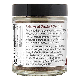 Viva Doria Alder Smoked Sea Salt, Alderwood Smoked Salt, Fine Grain, 5 Oz Glass Jar