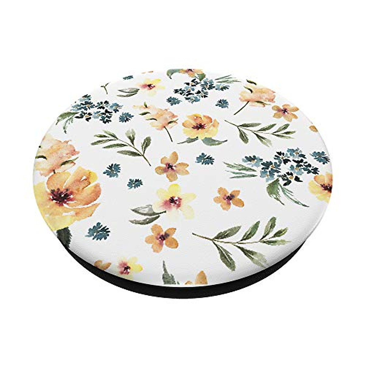 Yellow Blue Floral Flowers Pattern PopSockets PopGrip: Swappable Grip for Phones & Tablets