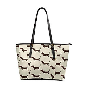 InterestPrint Tote with Shoulder Length Handles Purses Cute Brown Little Dog Wearing Red Nose