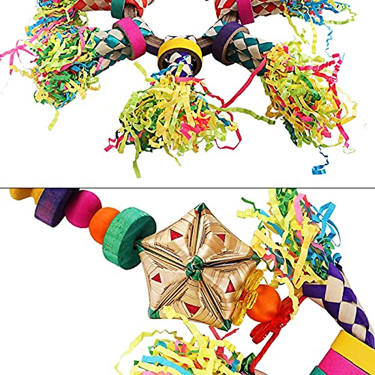 Bird Toys, 5PCS Colorful Bird Shredding Toys Hanging Parakeet Chew Toys, Bird Foraging Toys for Small Medium Parrots, Conures, Cockatiel, Lovebird Cockatiel, and Cage Accessory