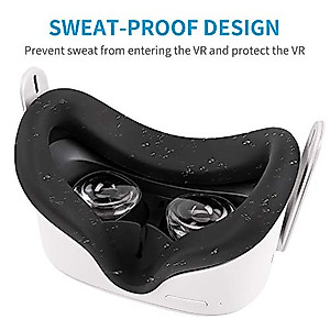 Cybcamo VR Silicone Face Cover and Touch Controller Grip Cover for Oculus Quest 2 Headset Washable Face Pad Cushion Accessories Sweatproof & Light Blocking (Black)