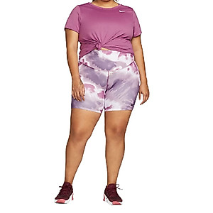 Nike One Women's Mid-Rise 7" Tie-Dye Bike Shorts (Plus Size) (Amethyst Wave, 3X)
