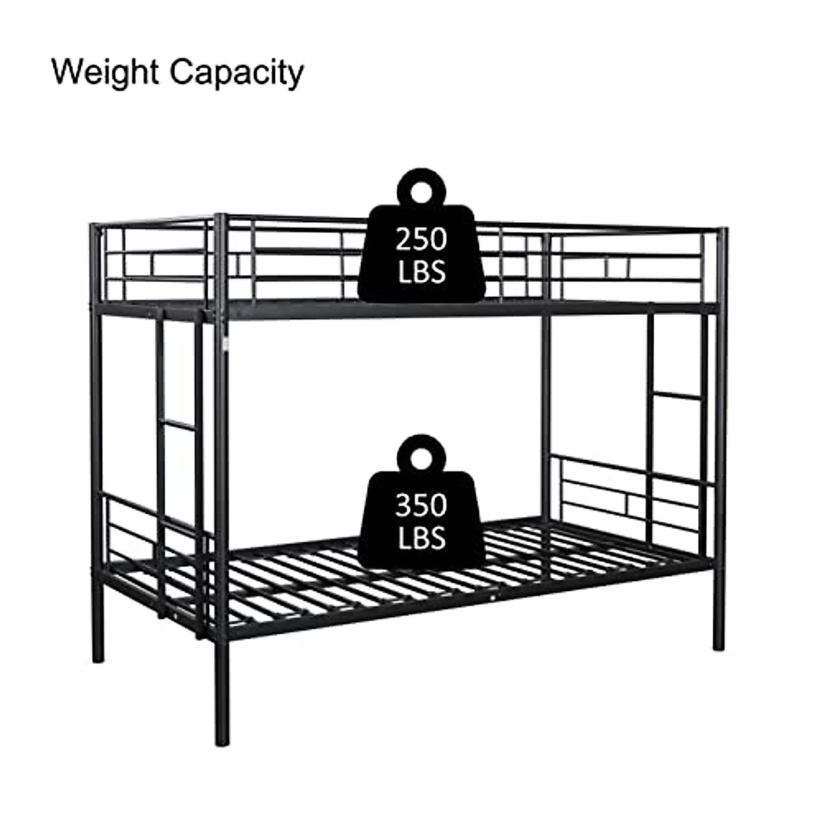 Merax Metal Twin Over Twin Bunk Bed with 2 Side Ladders,Made of Heavy Duty Steel, for Kids Teens Adults(Black)