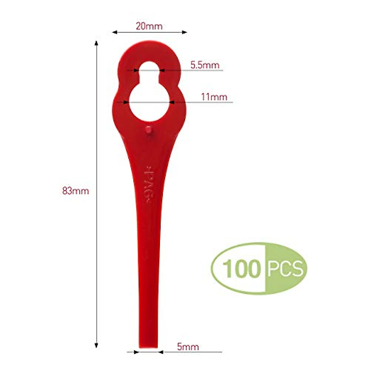 GWHOLE 100 Pcs Plastic Mower Blades Cutters Replacement Garden Lawn Trimmer Accessories