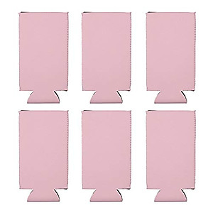Snertz 8 Pack Slim Pink Blank DIY Sublimation Durable, Foldable , Insulated Neoprene Skinny Beer , Seltzer Can Holder Cooler Sleeve Coolies Fits 12 Oz Cans