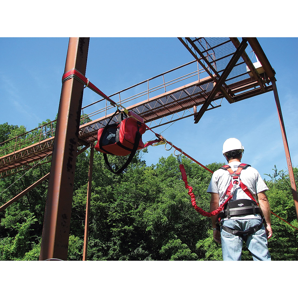 3M Protecta PRO-Line 1200101 3M Protecta 60' Horizontal Lifeline System with Two 6' Tie Off Adaptors and Carrying Bag, Color Red